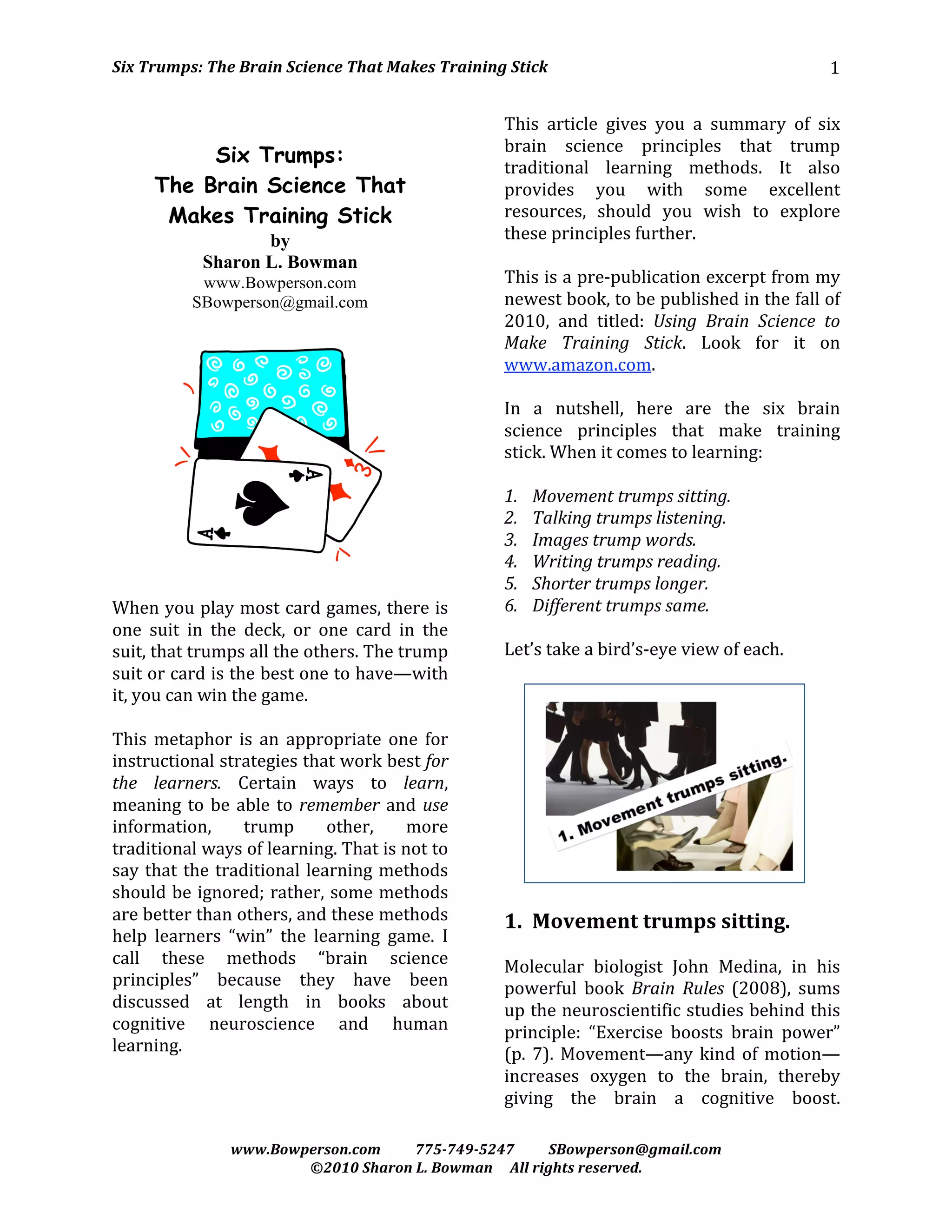 Six Trumps: The Brain Science that Makes Training Stick | PDF