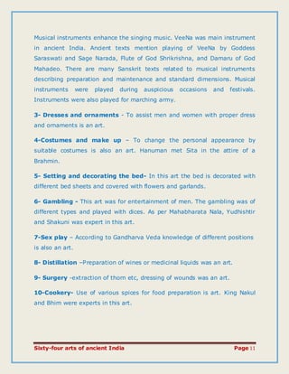 Sixty four arts of ancient india | PDF