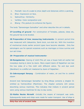 Sixty four arts of ancient india | PDF