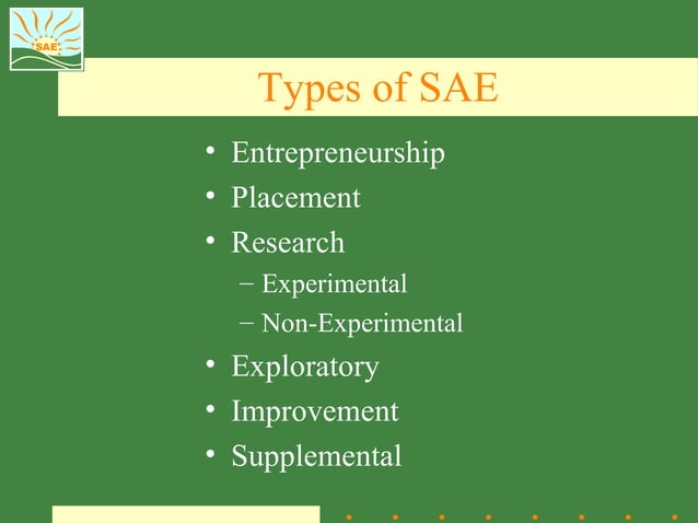Six types of SAE's | PPT | Agriculture | Industries