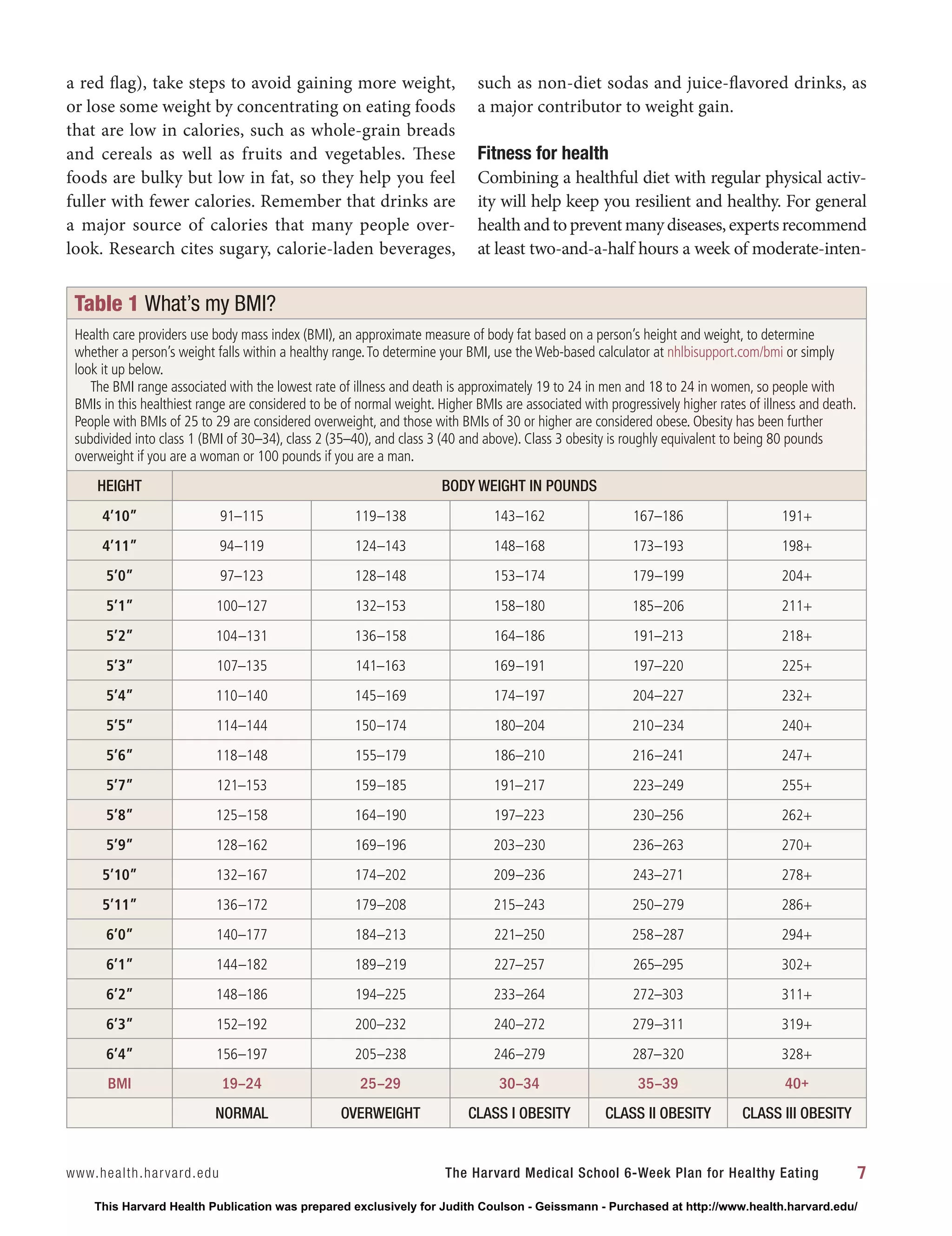 Six week plan to a healthier you | PDF