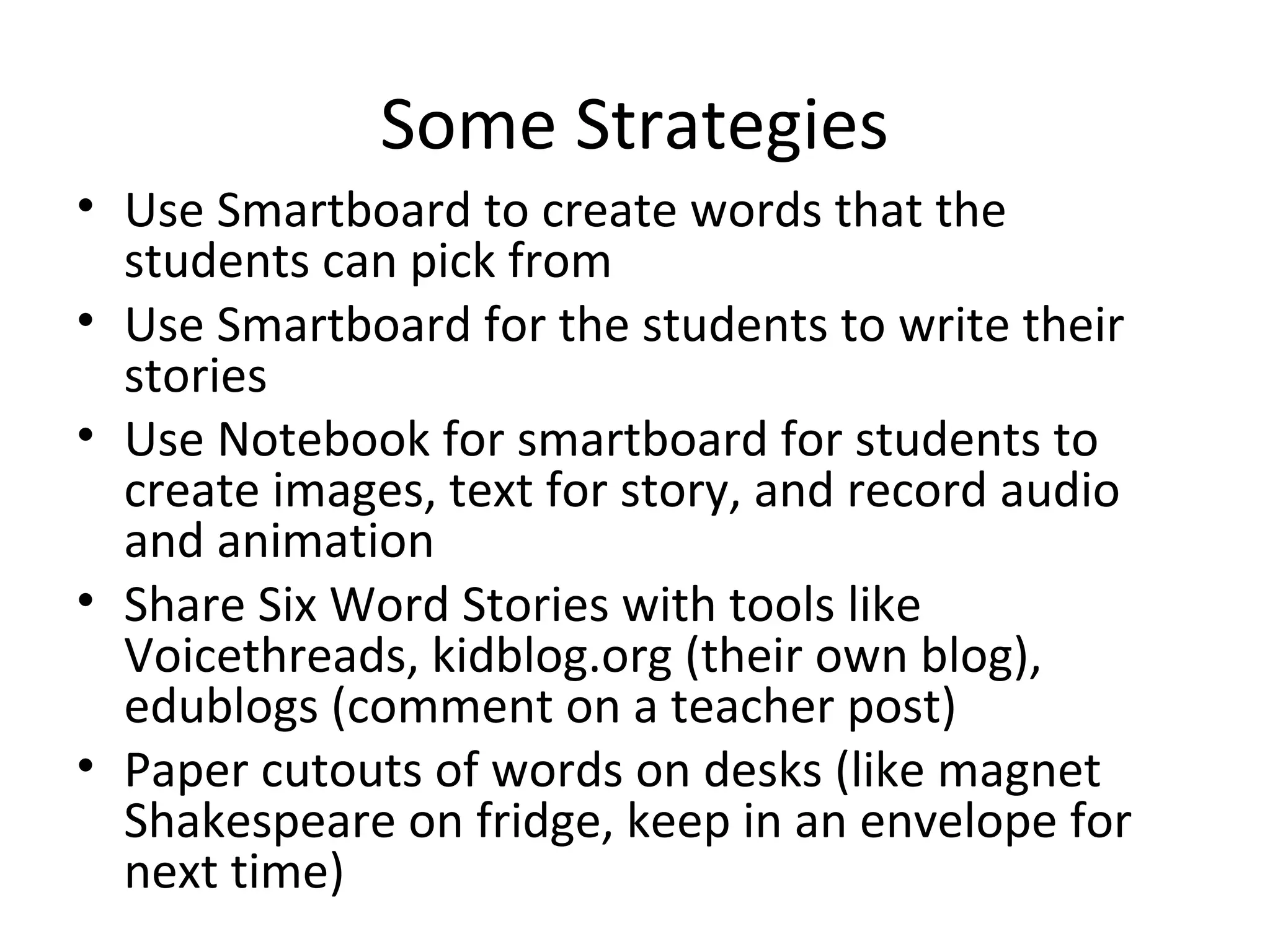 Six Word Story, Six Words, One Picture: Writing Strategy | PPT