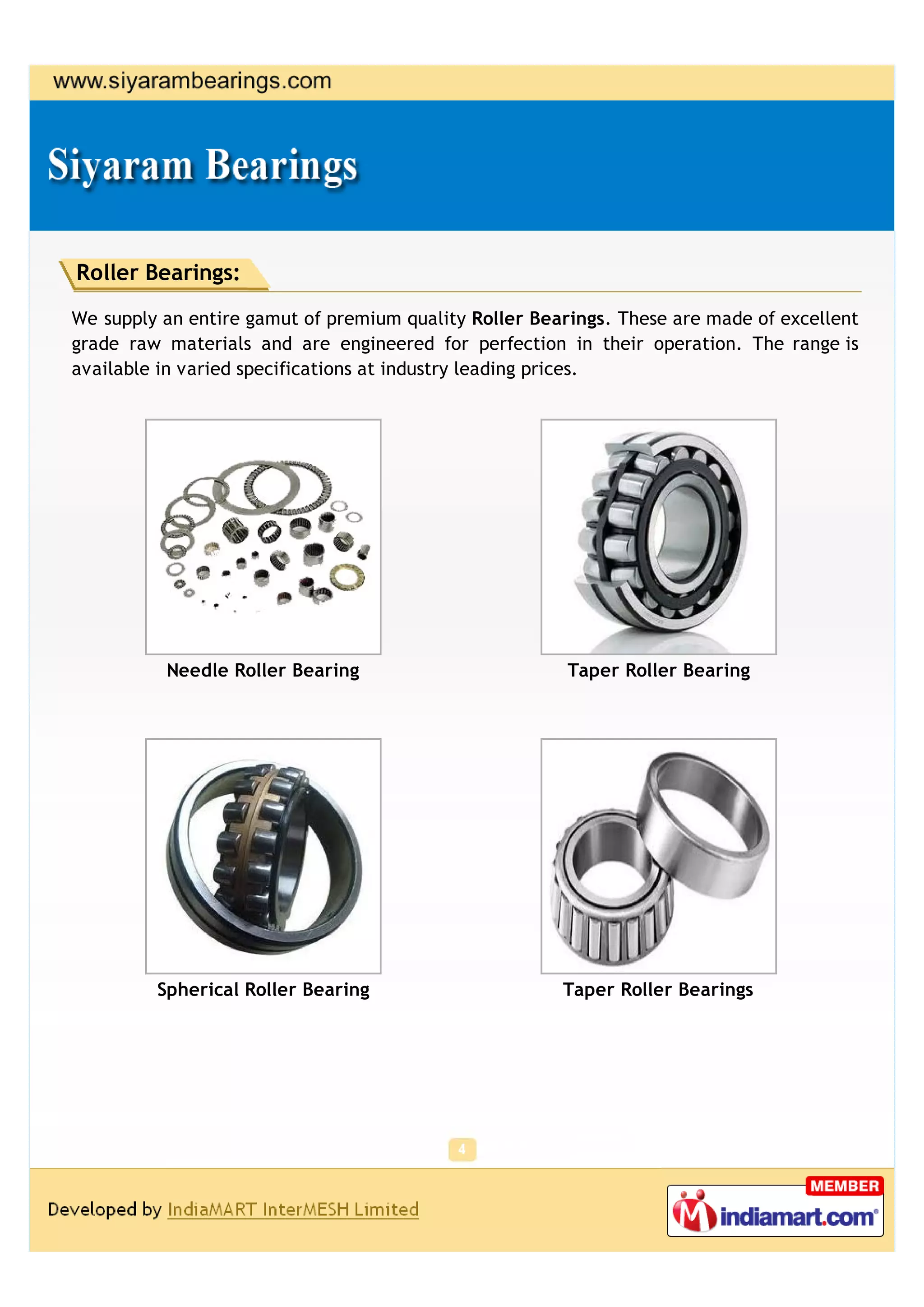 Siyaram Bearings, Chennai, Bearings | PDF