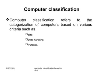 computer classifacation based size pdf and ppt | PPTX
