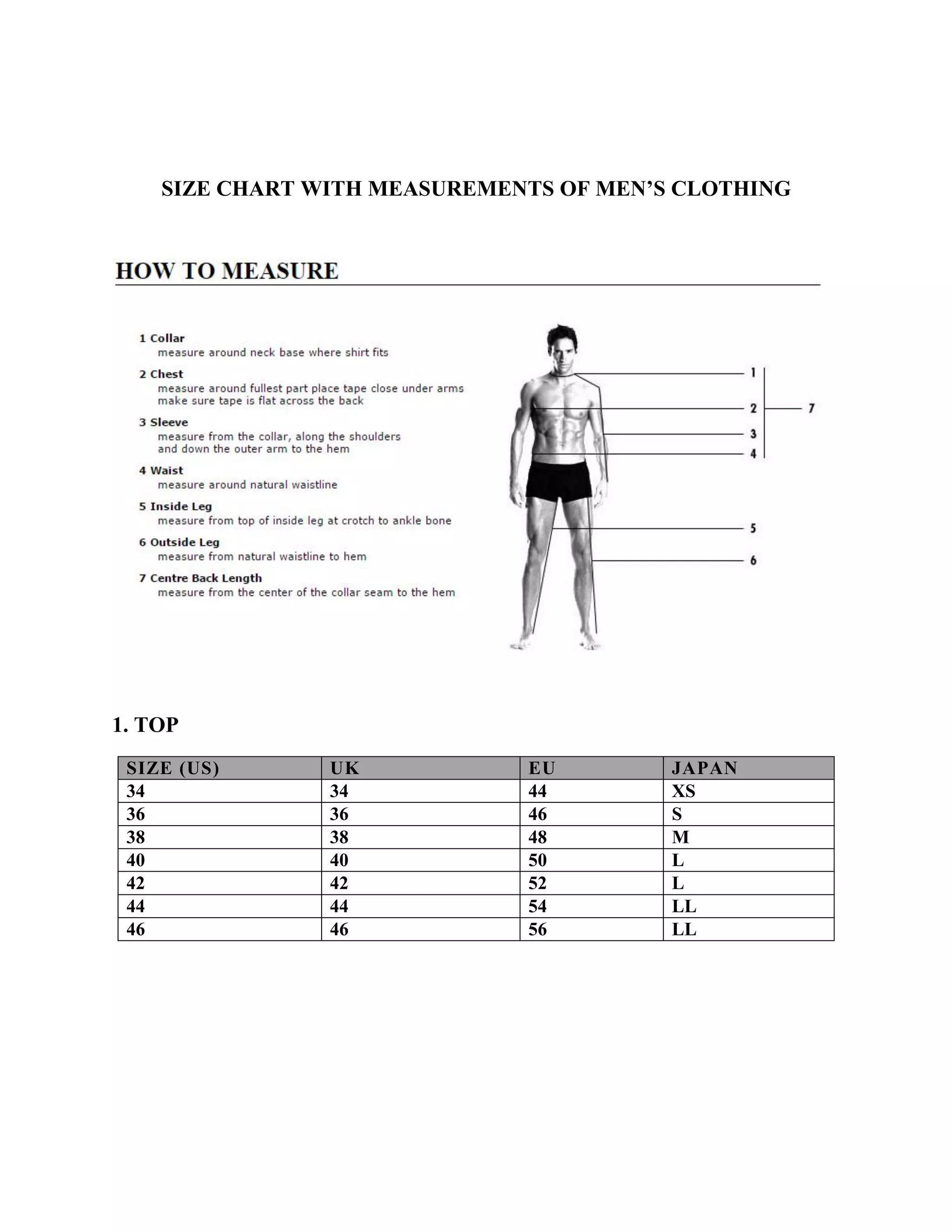 Size chart j crew | PDF