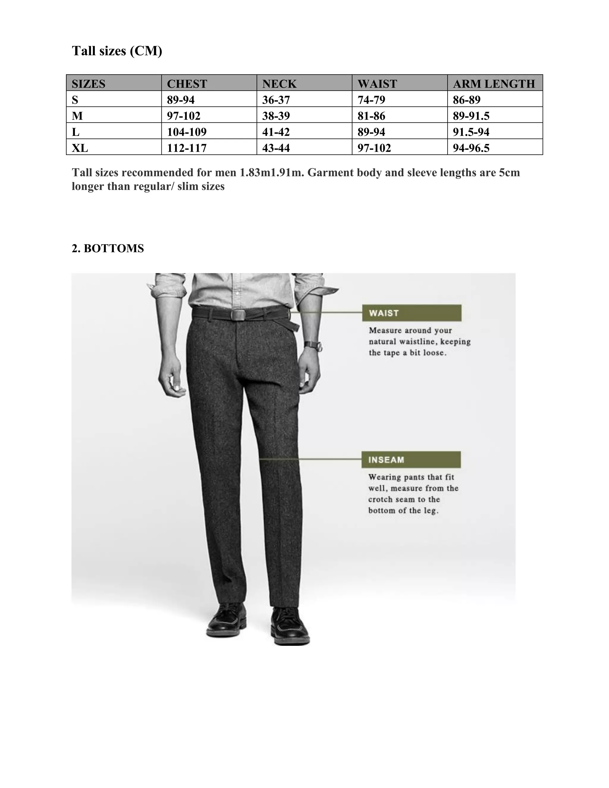 Size chart j crew | PDF