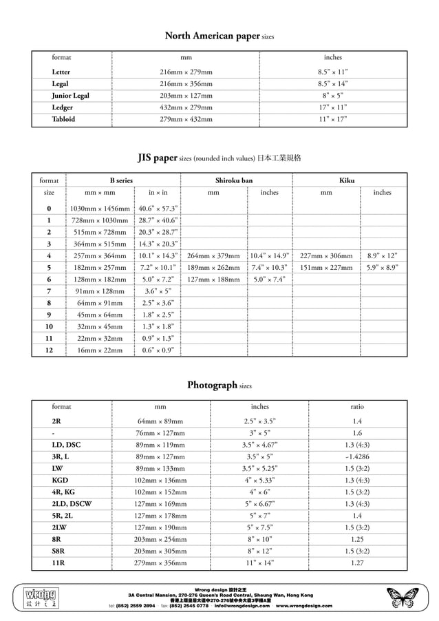 Sizecharts | PDF | Cameras and Camcorders | Consumer Electronics