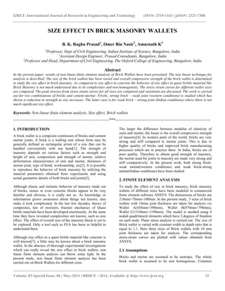 Size effect in brick masonry wallets | PDF