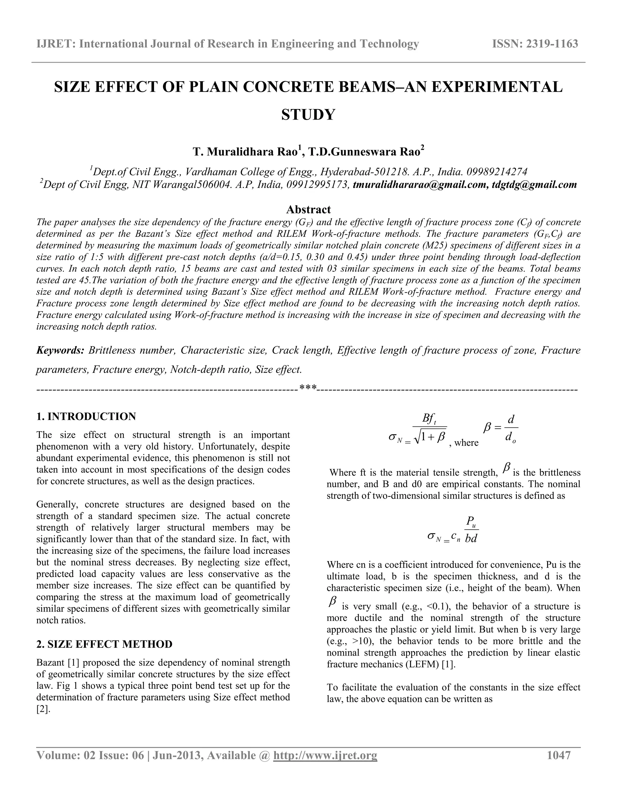 Size effect of plain concrete beams–an experimental | PDF | Civil Engineering Industry | Industries