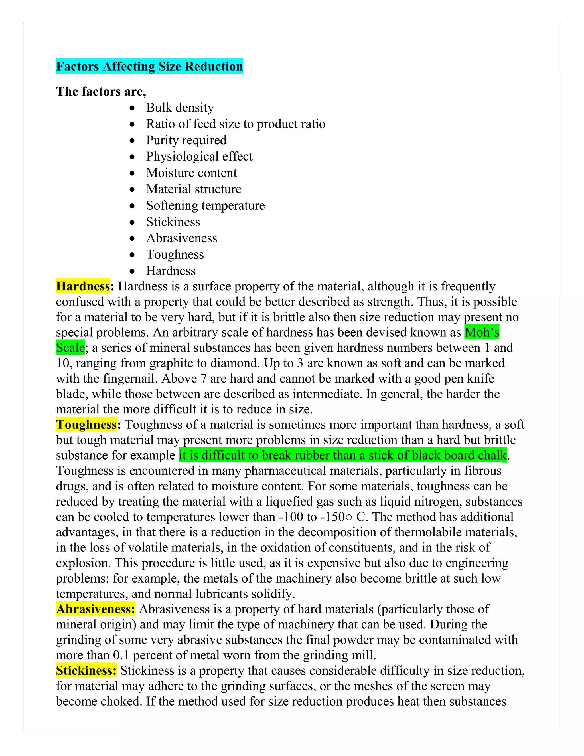 Size reduction_Pharmaceutical engineering | DOCX