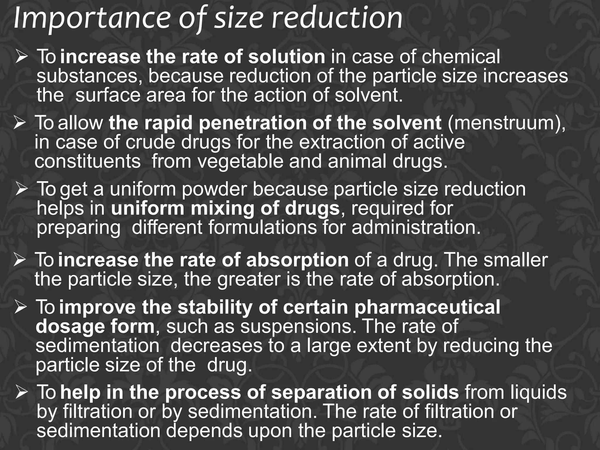 Size reduction, process of size reduction, size reduction a topic of pharmaceutics, cutter mill ...