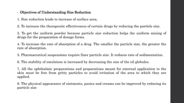 Particle Size reduction | PPTX | Physics | Science