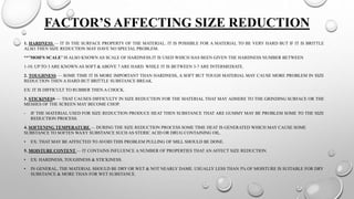 SIZE REDUCTION AND FACTORS AFFECTING SIZE REDUCTION IN PHARMACEUTICAL ...