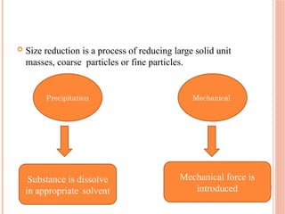 PHARMACEUTICAL ENGINEEERING UNIT I - II Size reduction.pptx