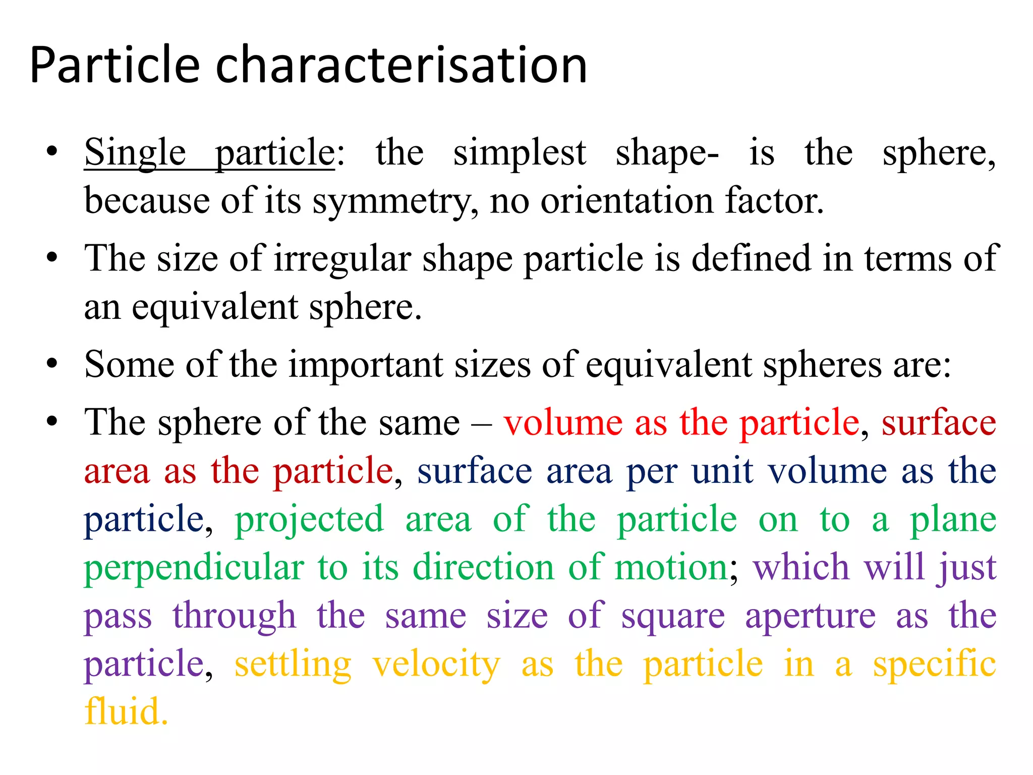 Size reduction particle charactrisation | PPT