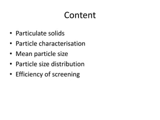 Size reduction particle charactrisation | PPT