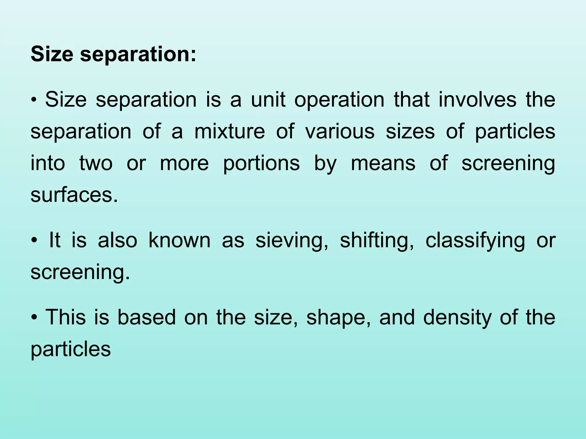 Pharmaceutical Engineering: Size separation | PDF