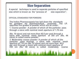 Size Separation.ppt in Pharmaceutical Engineering subject | PPTX