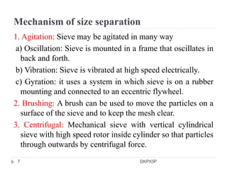 Size separation - Pharmaceutical Engineering -by- Shalini Dhawale | PPTX