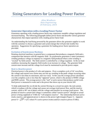 Sizing generators-for-leading-power-factor white-paper-24_feb14 | PDF