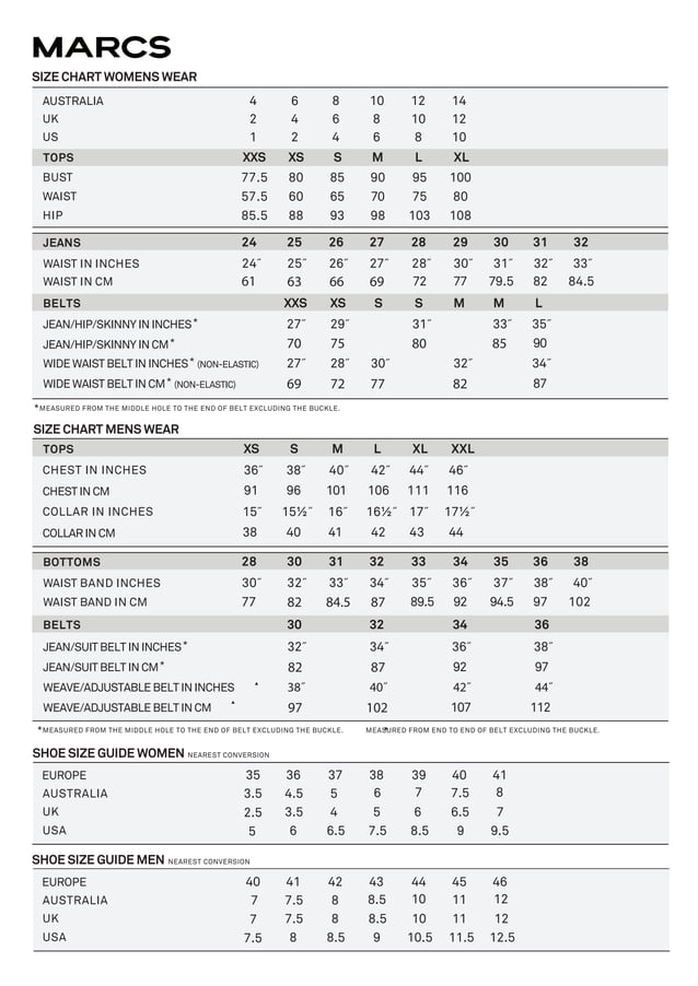Sizing chart f(1)(2)(3) | PDF