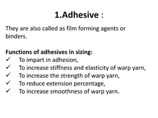Sizing ingredients and their functions (2) | PPTX