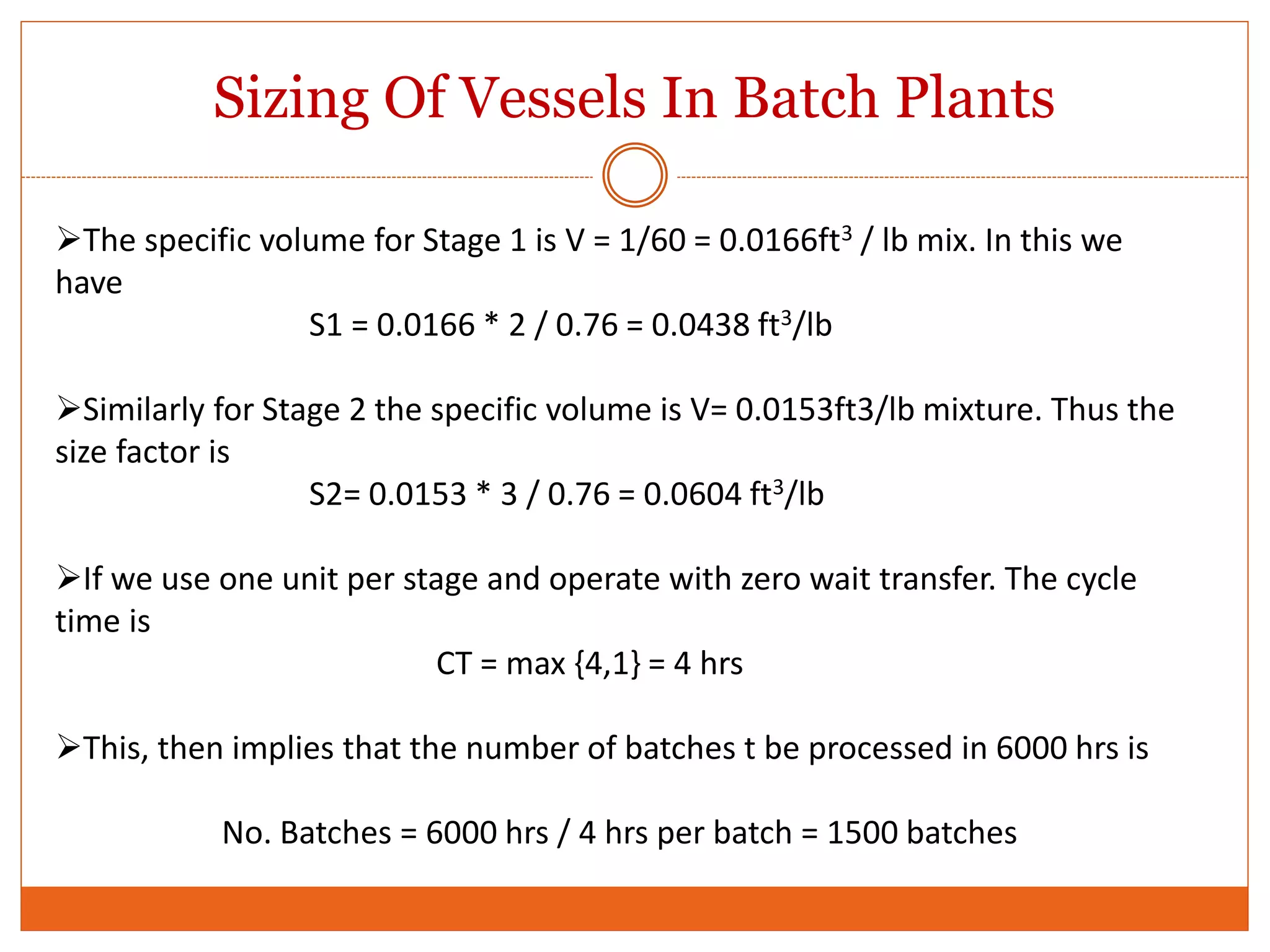 Sizing of vessels in batch plants | PPTX