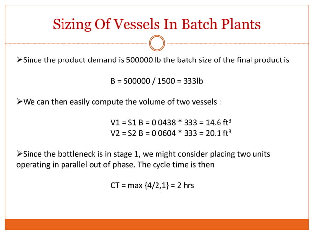 Sizing of vessels in batch plants | PPTX