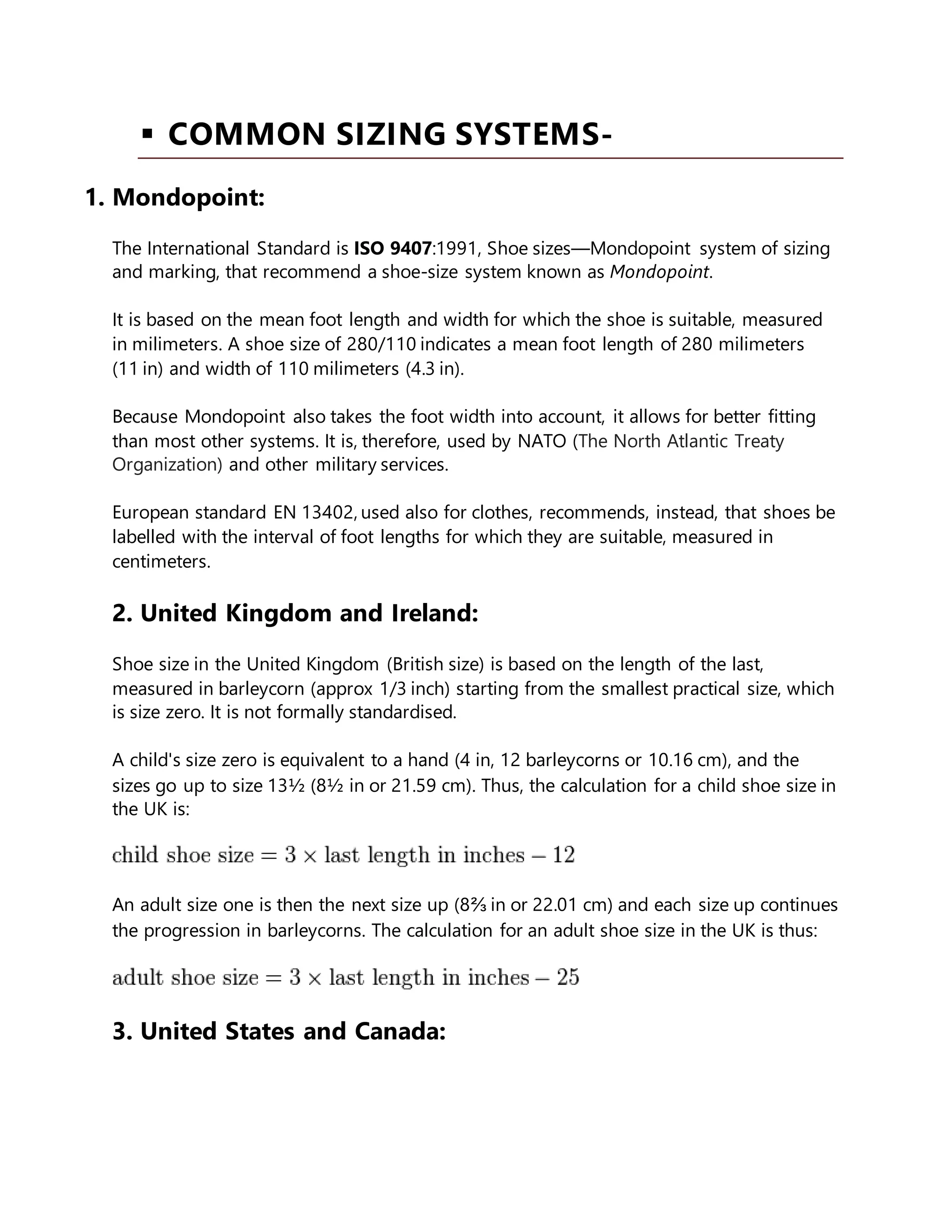 Sizing of footwear | DOCX