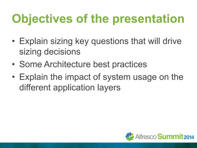 Sizing your alfresco platform | PPTX | Databases | Computer Software and Applications