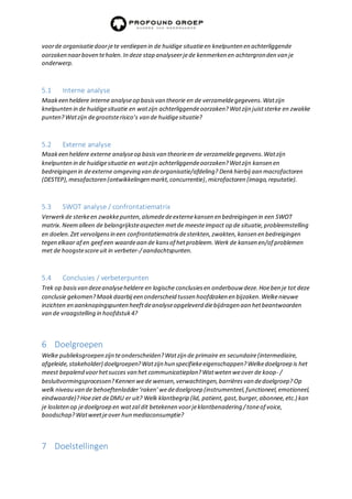 Template - het strategisch communicatieplan | DOCX
