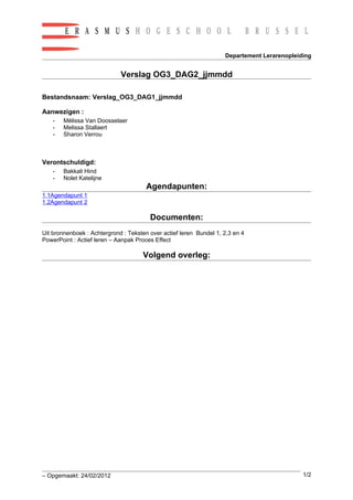 Sjabloon verslag | DOC