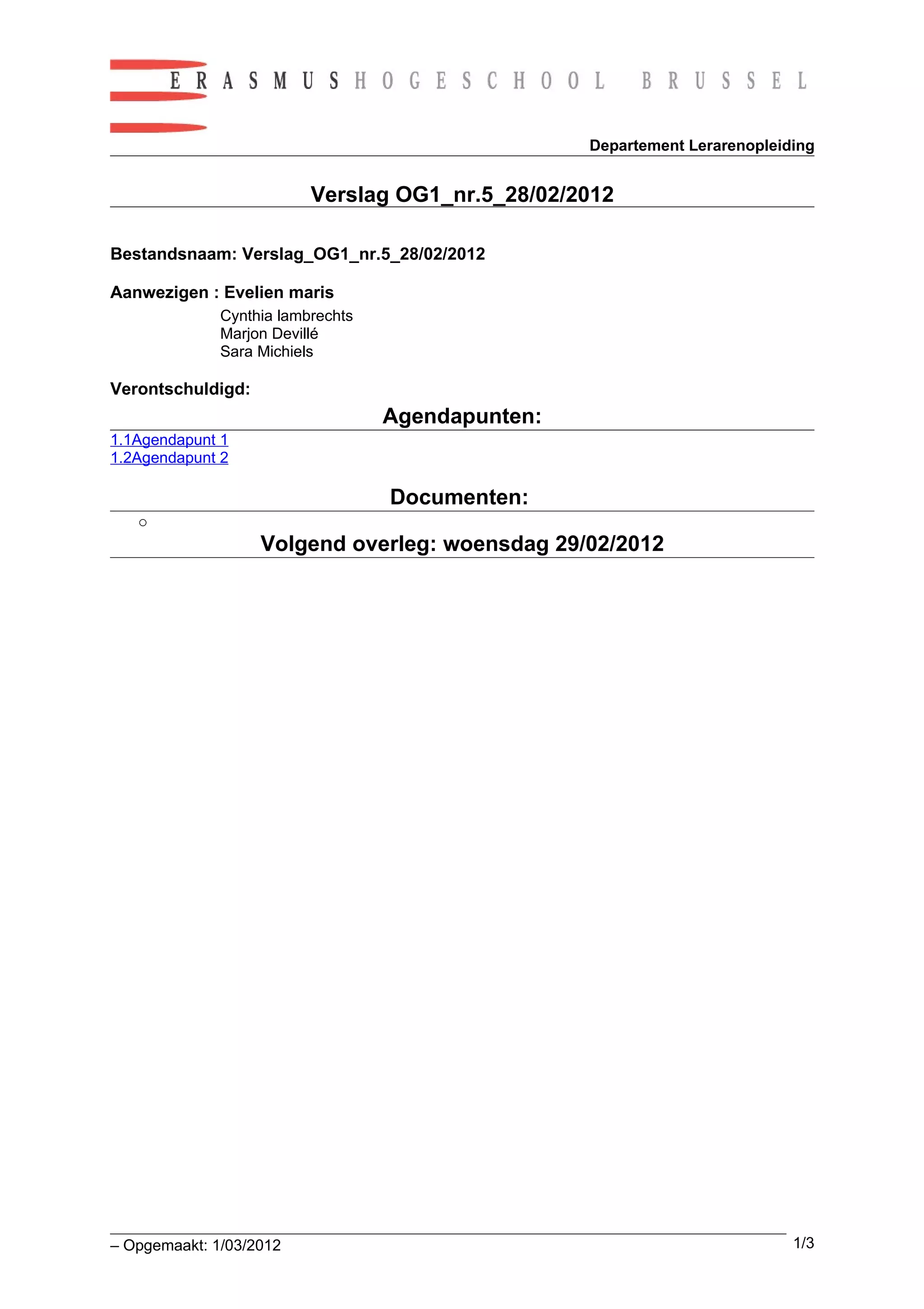Sjabloon verslag | DOC