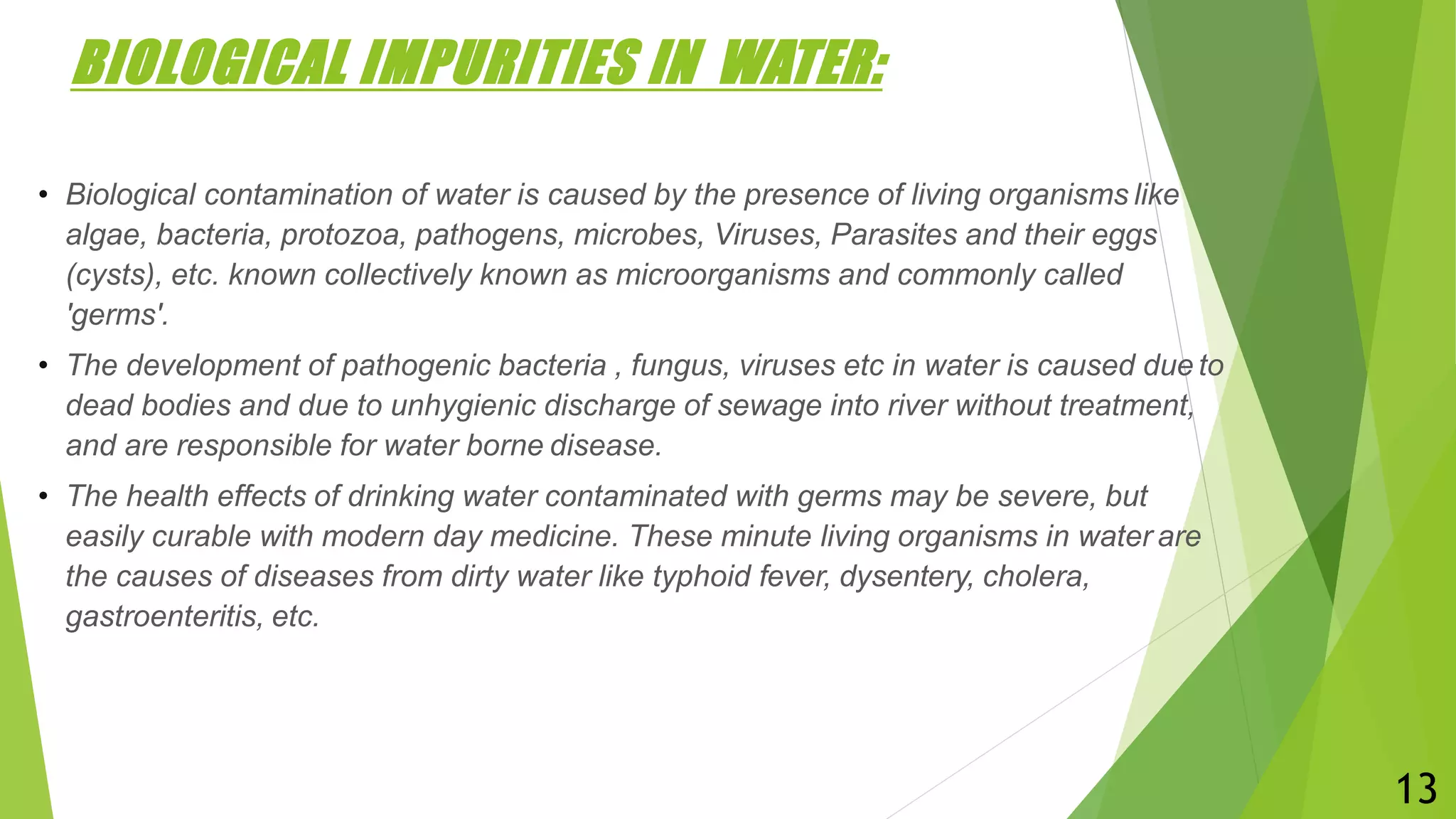 Physical,Chemical,Biological impurities in water | PPTX