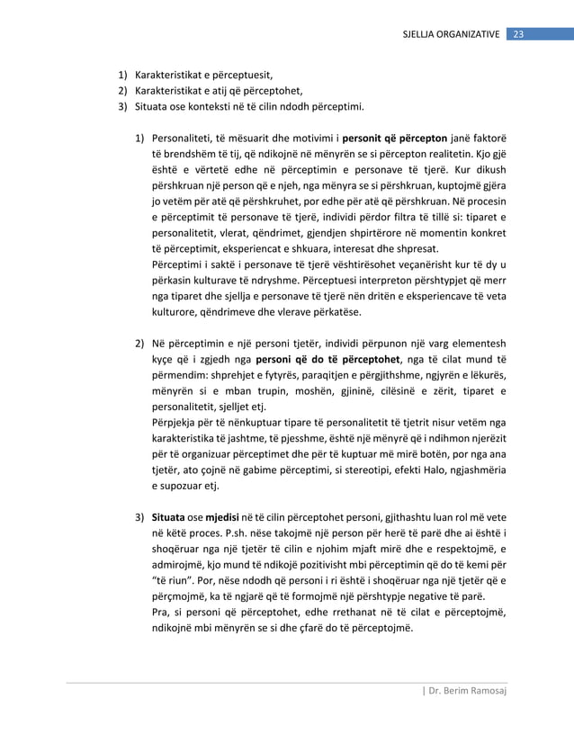 SJELLJA ORGANIZATIVE - Dr. Berim Ramosaj (Pyetjet e provimeve) | PDF