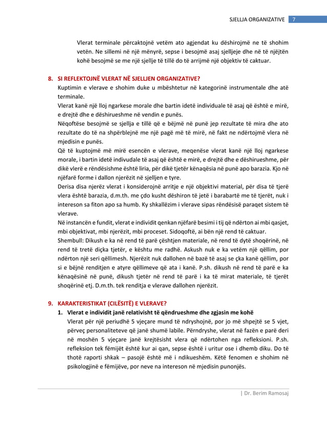 SJELLJA ORGANIZATIVE - Dr. Berim Ramosaj (Pyetjet e provimeve) | PDF