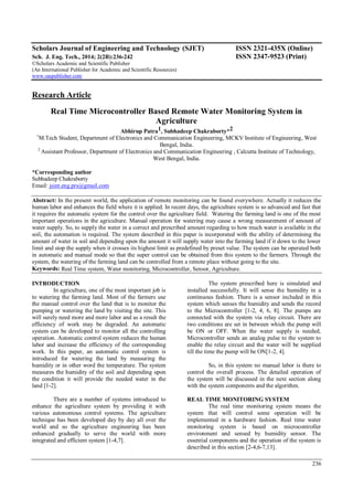Real Time Microcontroller Based Remote Water Monitoring System in Agriculture | PDF