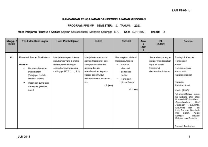 RANCANGAN PENGAJARAN DAN PEMBELAJARAN SEMESTER