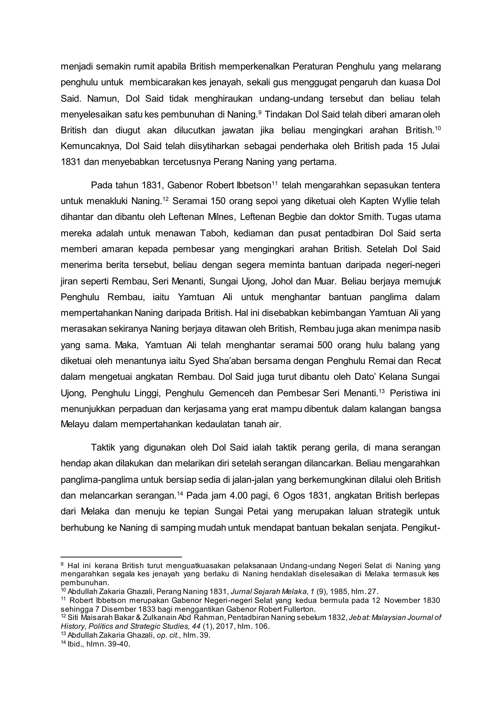 PERJUANGAN DOL SAID MENENTANG BRITISH DI NANING | DOCX