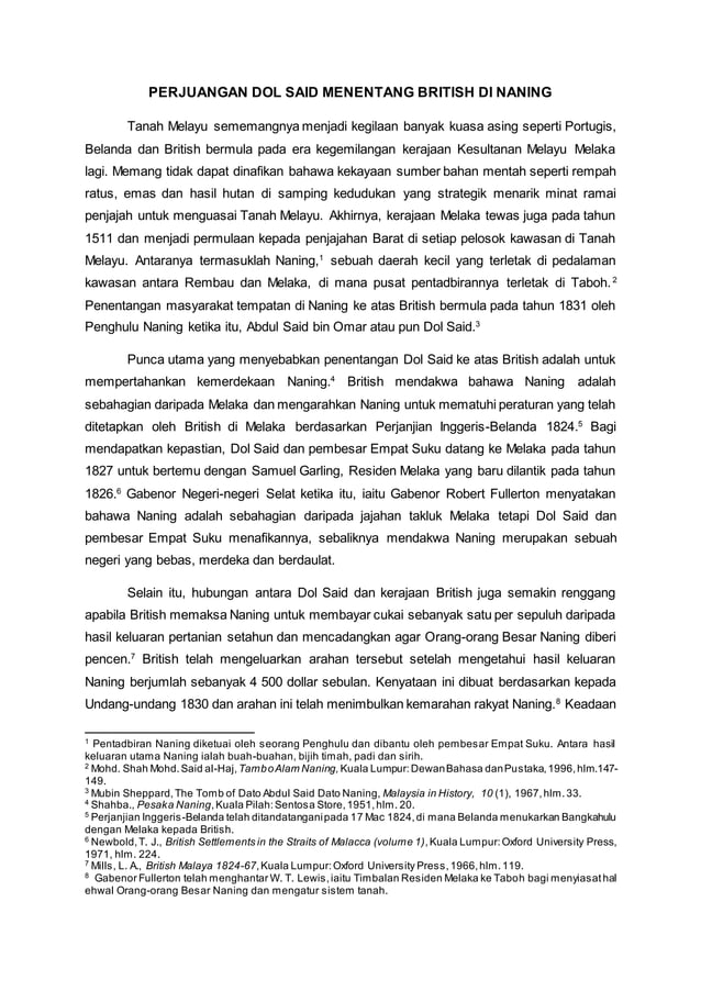PERJUANGAN DOL SAID MENENTANG BRITISH DI NANING | DOCX