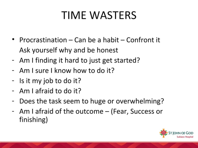 SJOG Subiaco Hospital: Time Management | PPT