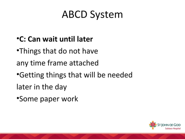 SJOG Subiaco Hospital: Time Management | PPT