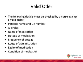 SJOG Subiaco Hospital: Medication Chart | PPT