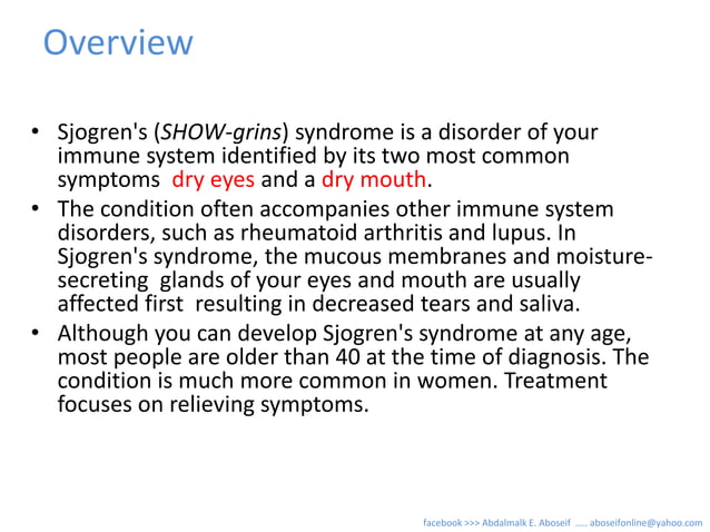 Sjogren's syndrome | PPTX | Eye and Vision Conditions | Diseases and ...