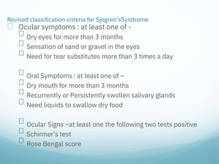 sjogren's syndrome clinical features,diagnosis,management | PPT