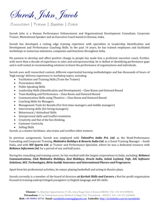 Suresh John Jacob - Profile | PDF