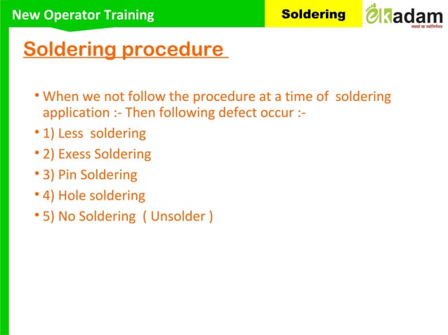 New Operator training for Electronics Manufacturing Company | PPT ...