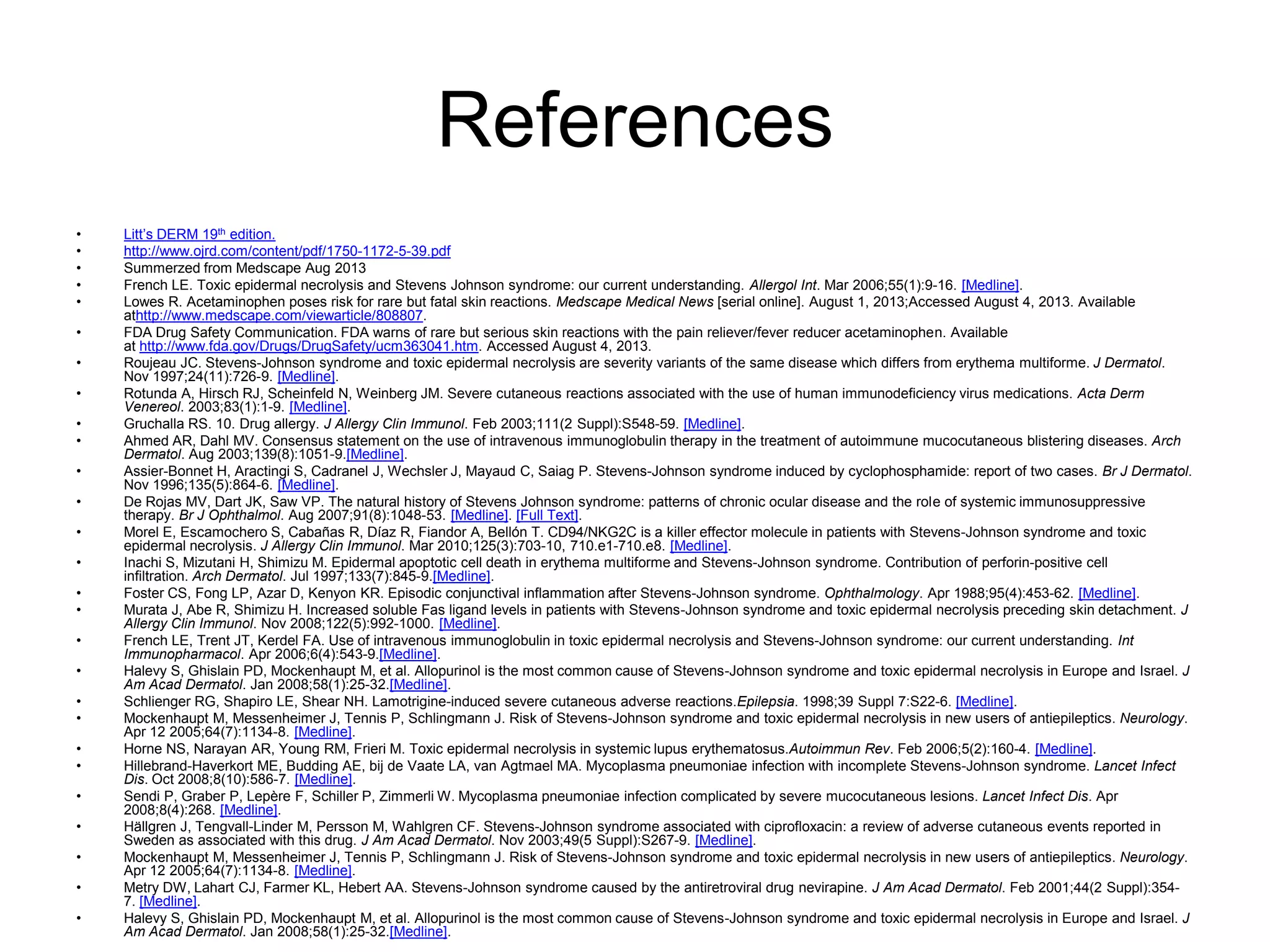 Stevens-Johnson syndrome/ Toxic epidermal necrolysis emergency ...