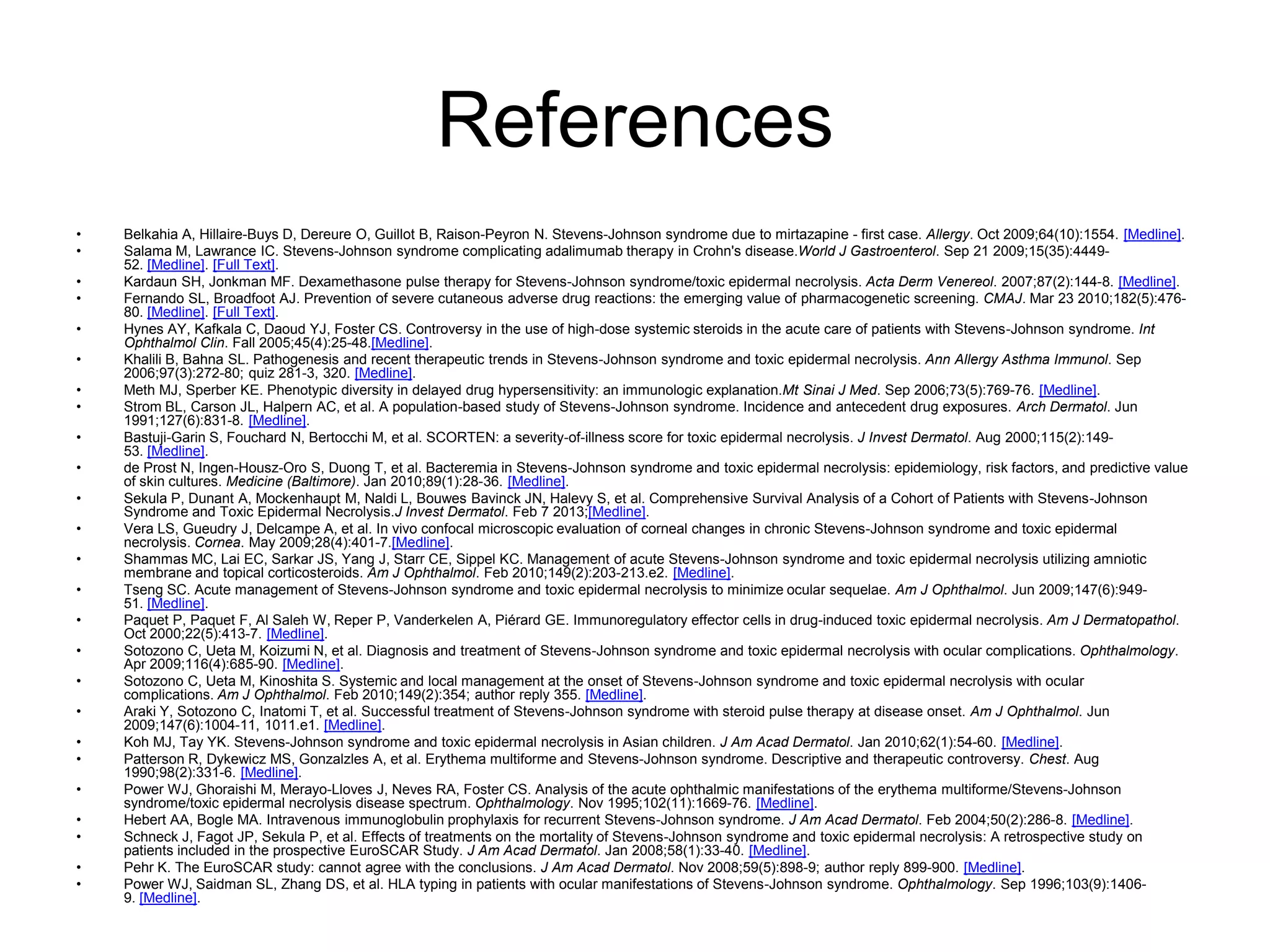 Stevens-Johnson syndrome/ Toxic epidermal necrolysis emergency ...