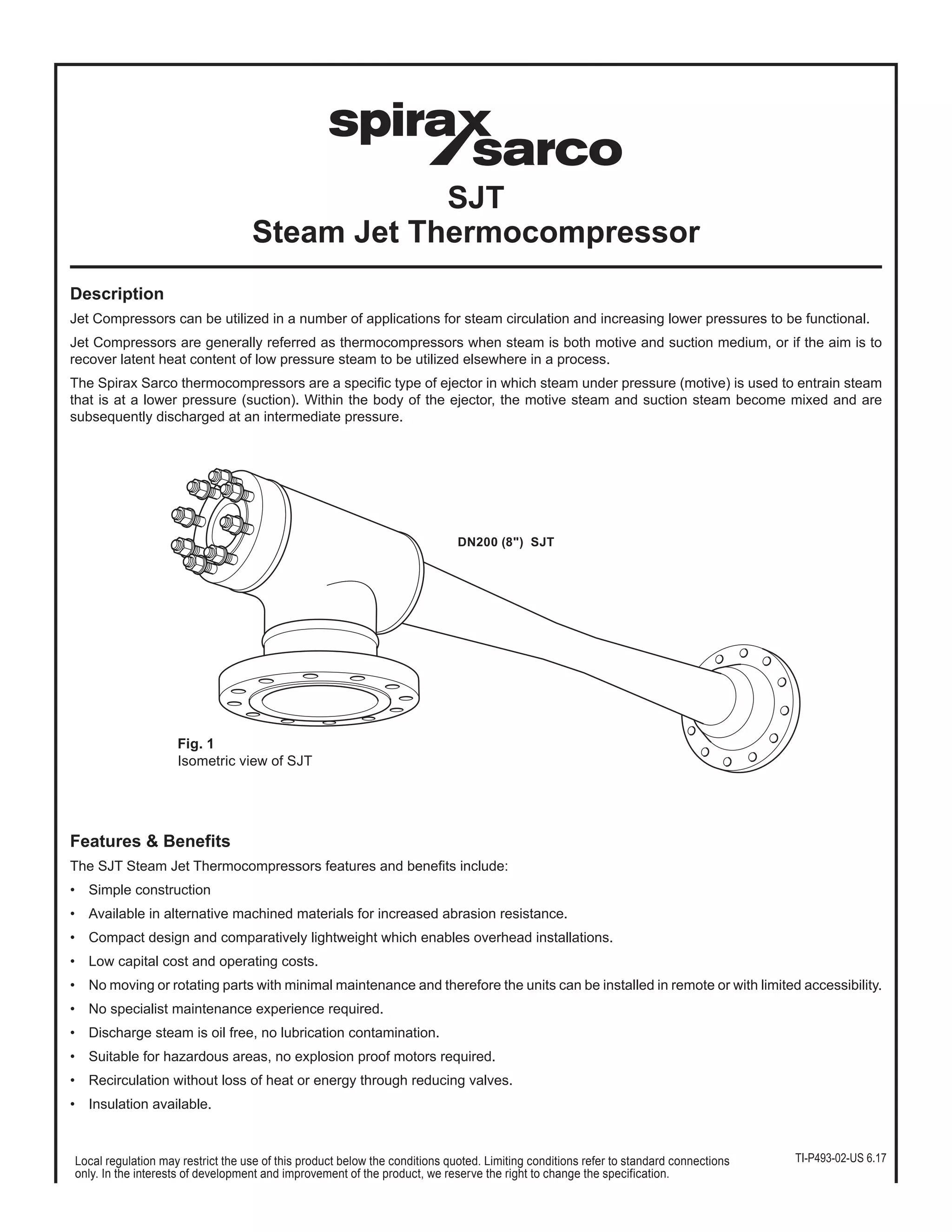 Steam Thermocompressor Technical Information | PDF